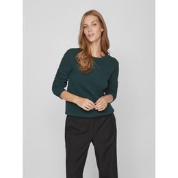Rundhalspullover Vila "VIDALO O-NECK L/S KNIT TOP- NOOS", Damen, Gr. XL, gr&uuml;n (ponderosa pine), Feinstrick, Obermaterial: 100% Baumwolle, unifarben, regular fit normal, Rundhals, Rippb&uuml;ndchen, Pullover Rundhalspullover, Baumwolle, regular fit