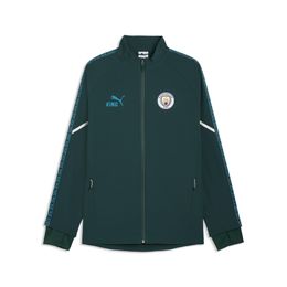 Sweatjacke Puma "Manchester City KING Ultimate Anthem Trainingsjacke Herren", Damen, Gr. L, gr&uuml;n (gr&uuml;n terrain tropical blau), Obermaterial: 10% Elasthan, 90% Polyester. &Auml;rmelbund: 100% Polyester. Besatz: 100% Polyester. Seitentasche &ndash; Oben: 100% Polyester, Sweatjacken Sweatjacke