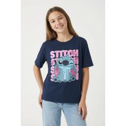 T-Shirt name it "NKFDYMIR STITCH SS NREG TOP BOX NOOS WDI", M&auml;dchen, Gr. 134/140, navy blazer, Jersey, Obermaterial: 100% Baumwolle, bedruckt, regular fit normal, Rundhals, Shirts T-Shirt, Baumwolle, normal geschnitten