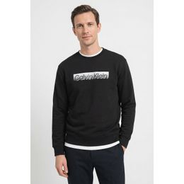 Sweatshirt Calvin Klein "EU SPORTSWEAR GRAPHIC CREWNECK", Herren, Gr. M, schwarz, Sweatware, Obermaterial: 92% Baumwolle, 8% Polyester, unifarben, regular fit normal, Rundhals, eingesetzt Rippb&uuml;ndchen, Sweatshirts Sweatshirt, Regular fit mit Logodruck