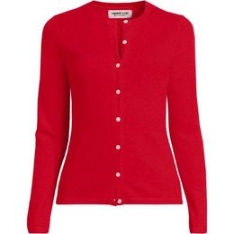 LANDS' END Kaschmir-Cardigan mit rundem Ausschnitt, Damen,  Rot, Kaschmir, by Lands' End