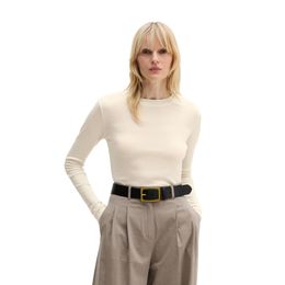 Marc O'Polo Langarmshirt MARC O'POLO "mit TENCEL&trade; Modal", Damen, Gr. L, wei&szlig; cotton, Obermaterial: 60% Baumwolle, 40% Modal, unifarben, Basic, slim fit, Rundhals, Shirts Langarmshirt