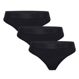 String Fila, Damen, Gr. L, schwarz, Single Jersey, Obermaterial: 95% Baumwolle, 5% Elasthan, k&ouml;rpernah, Unterhosen String, Baumwollmix, elastisch, Logobund