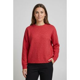 Strickpullover Vila "VILIGA L/S O-NECK KNIT TOP - NOOS", Damen, Gr. S, hibiscus detail:melange, Strick, Obermaterial: 97% Polyester, 3% Elasthan, meliert, relaxed fit normal, Rundhals, Rippb&uuml;ndchen, Pullover Strickpullover, Materialmix, relaxed fit