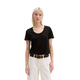 Marc O'Polo T-Shirt MARC O'POLO "aus Organic Cotton Single Jersey", Damen, Gr. L, schwarz, Obermaterial: 100% Baumwolle, unifarben, Basic, loose fit, tiefer Rundhals, normaler Saum, Shirts T-Shirt