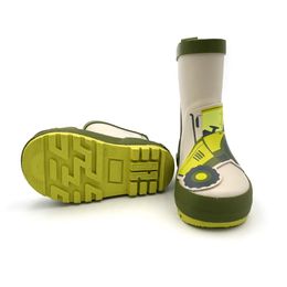 Gummistiefel MaxiMo, M&auml;dchen, Gr. 26, schwarz olive, muschel, Obermaterial: 100% Gummi, Schuhe Gummistiefel, gef&uuml;ttert, Profilsohle, reflektierende Details, wasserdicht, mit Patch