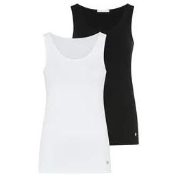 Tanktop Tamaris, Damen, Gr. 46, schwarz-wei&szlig; (schwarz, wei&szlig;), Single Jersey, Obermaterial: 95% Baumwolle, 5% Elasthan, unifarben, Basic, figurbetont h&uuml;ftbedeckend, Rundhals, Tops Tanktop, figurbetonte Passform, unifarben, h&uuml;ftbedeckende L&auml;nge