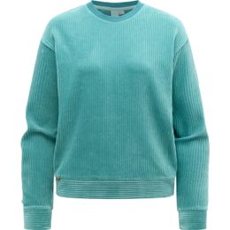 Sweatshirt Ragwear "Dellani Cordy", Damen, Gr. L (40), teal gr&uuml;n, Material: 76% Baumwolle, 20% Polyester, 4% Elasthan, l&auml;ssig geschnitten h&uuml;ftlang, Rundhals, &Auml;rmel ohne &Auml;rmelschlitz abgestepptes B&uuml;ndchen, Sweatshirts Sweatshirt, Langarm Oberteil in Kord-Optik