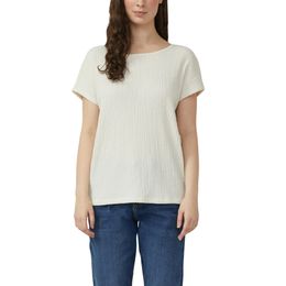 T-Shirt s.Oliver, Damen, Gr. 44, sanftes wei&szlig;, Strick, Obermaterial: 96% Polyester, 4% Elasthan, Strukturmuster, relaxed fit normal, U-Boot-Ausschnitt, Shirts T-Shirt, mit Struktur Muster