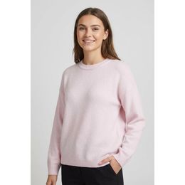 Strickpullover Vila "VILIGA L/S O-NECK KNIT TOP - NOOS", Damen, Gr. L, cherry blossom detail:melange, Strick, Obermaterial: 97% Polyester, 3% Elasthan, meliert, relaxed fit normal, Rundhals, Rippb&uuml;ndchen, Pullover Strickpullover, Materialmix, relaxed fit