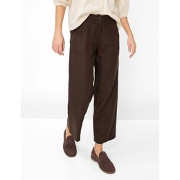 Culotte Brax "Style MAINE S", Damen, Gr. 42K (21), Kurzgr&ouml;&szlig;en, coffee, Web, 100% Leinen, Hosen Culotte