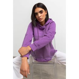 Kapuzensweatshirt SENSES.THE LABEL, Damen, Gr. L, fluro lila, Sweatware, Material: 100% Baumwolle, bedruckt, oversize normal, Rundhals, eingesetzt Rippb&uuml;ndchen, Sweatshirts, mit Seitenschlitze