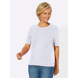Kurzarmpullover Classic Basics "Pullover", Damen, Gr. 42, wei&szlig;, 100% Polyacryl, unifarben, Pullover