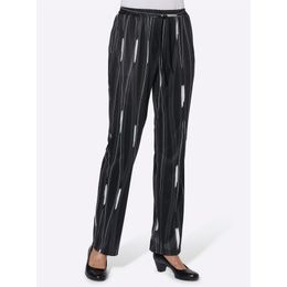 Jerseyhose Classic Basics, Damen, Gr. 40, Normalgr&ouml;&szlig;en, schwarz (schwarz, gewellt), 100% Polyester, gemustert, lang, Hosen Jerseyhose