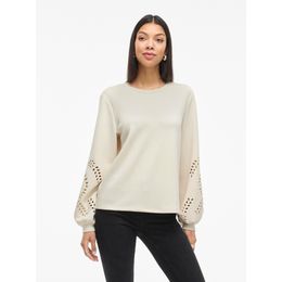 Sweatshirt Vila "VISANDY L/S DETAIL SWEAT TOP - NOOS", Damen, Gr. S, birch, Sweatware, Obermaterial: 50% Viskose, 44% Polyester, 6% Elasthan, unifarben, regular fit normal, Rundhals, Sweatshirts Sweatshirt, Viskosemischung, regular fit