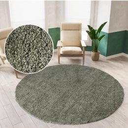 Teppich OTTO HOME "Viva rund" Gr. 10, gr&uuml;n, H:45mm &Oslash;:190cm, Kunstfaser, Teppiche, Teppich, Uni-Farben, einfarbig, besonders weich und kuschelig, Wohnzimmer