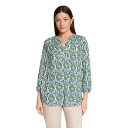 Schlupfbluse Cartoon "Damen mit Muster", Damen, Gr. 36, gr&uuml;n, blau, Obermaterial: 100% Viskose, figurumspielend normal, V-Ausschnitt, Blusen Schlupfbluse