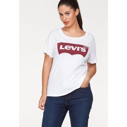 LEVI'S&reg; PLUS T-Shirt LEVI'S PLUS "Perfect Tee", Damen, Gr. 4XL (58/62), wei&szlig; (wei&szlig;, rot), Single Jersey, Obermaterial: 100% Baumwolle, bedruckt, figurumspielend h&uuml;ftlang, Rundhals, abgesteppt, Shirts T-Shirt, mit Batwing-Logo