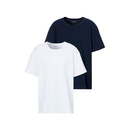 Rundhalsshirt BOSS "B-TShirtRN 2P Comfor", Herren, Gr. 5XL, blau (open blau 461), Single Jersey, Obermaterial: 100% Baumwolle, unifarben, Basic, Rundhals, weit eingefasste Kante, Shirts Rundhalsshirt, mit tonalen Logo