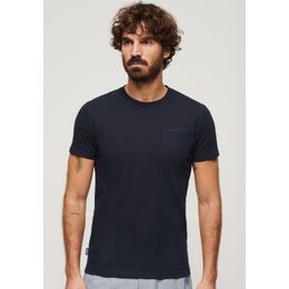 Rundhalsshirt Superdry "Vintage Logo Emb Te", Herren, Gr. L (48), blau (navy), Single Jersey, Obermaterial: 100% Baumwolle, unifarben, schmal h&uuml;ftbedeckend, Rundhals, gerader Abschluss, Shirts Rundhalsshirt