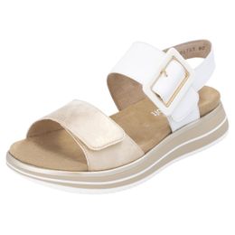 Keilsandalette Remonte, Damen, Gr. 39, beige (wei&szlig;, creme), Leder, Lederimitat, metallic, Schuhe, Sommerschuh, Riemchensandale mit komfortablem Softfu&szlig;bett