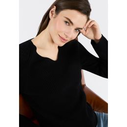Strickpullover BOSS Orange "Fardellina Premium Damenmode", Damen, Gr. XS (34), schwarz 001, Strick, Obermaterial: 100% Baumwolle, unifarben, normal, V-Ausschnitt, Raglan&auml;rmel, Pullover Strickpullover, aus reiner Baumwolle