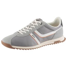 Sneaker BOSS Orange "Zayn_Lowp", Herren, Gr. 41, grau, wei&szlig;, Lederimitat, Textil, Schuhe Sneaker, Freizeitschuh, Halbschuh, Schn&uuml;rschuh im Retro-Look