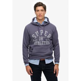Kapuzensweatshirt Superdry "SD-ATHLETIC ESS HOODIE", Herren, Gr. M, beige (graustone), Sweatware, Obermaterial: 100% Seide, bedruckt, normal, Rundhals, Rippb&uuml;ndchen, Sweatshirts