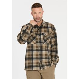 Fleeceshirt WHISTLER "Astrali", Herren, Gr. XL, braun, 100% Polyester, kariert, hoch geschlossener Ausschnitt, Shirts, atmungsaktiv