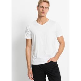 bonprix T-Shirt mit V-Ausschnitt (5er Pack), wei&szlig;, Gr.68/70 (4XL), Praktische Basic T-Shirt Packung, aus 100% Baumwolle