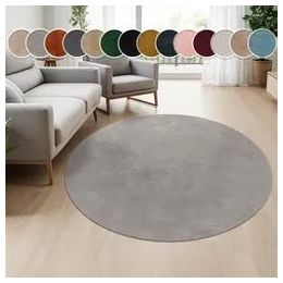 Teppich Paco Home "Cadiz 630", grau, H:14mm &Oslash;:120cm, Polyester, Teppiche, Teppich, Kurzflor, Uni-Farben, besonders weich, waschbar, Wohnzimmer