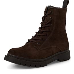 Schn&uuml;rstiefelette Tamaris, Damen, Gr. 36, braun (dunkelbraun), Veloursleder, unifarben, Schuhe Schn&uuml;rstiefelette, Blockabsatz, Schn&uuml;rboots, Herbstschuh mit Ziern&auml;hten