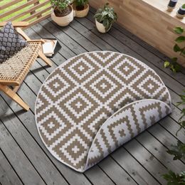 Teppich OTTO HOME "Ronda Wendeteppich" Gr. 10, linen, creme, H:5mm &Oslash;:140cm, Kunstfaser, Teppiche, Teppich, Sisal-Optik, Flachgewebe, In- und Outdoor, geometrisches Boho Design