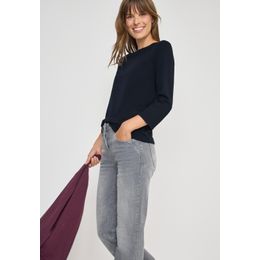 3/4-Arm-Shirt Cecil, Damen, Gr. XS (36), universal blau, Jersey, Obermaterial: 100% Baumwolle, unifarben, regular fit h&uuml;ftbedeckend, U-Boot-Ausschnitt, Shirts 3/4-Arm-Shirt, mit U-Boot-Ausschnitt
