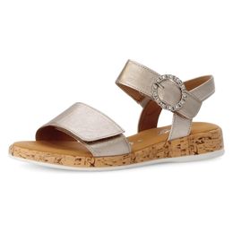 Keilsandalette Gabor "RHODOS", Damen, Gr. 39, gold (goldfarben), Glattleder, metallic, Schuhe, Riemchensandale, Komfortschuh, Sommerschuh mit h&uuml;bscher Zierschnalle