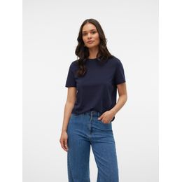 V&eacute;ro Moda Kurzarmshirt VERO MODA "VMPAULINA SS T-SHIRT GA JRS NOOS", Damen, Gr. S, blau (night sky), Jersey, Obermaterial: 100% Baumwolle, unifarben, normal, Rundhals, Shirts, Baumwolle, regular fit