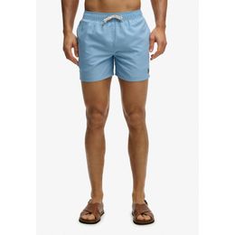 Badeshorts Superdry "EMBROIDERED LOGO 15 SWIM SHORT", Herren, Gr. M, N-Gr, endless sky blau, Web, Polyester, unifarben, Badehosen Badeshorts