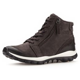 Schn&uuml;rboots ROLLINGSOFT, Damen, Gr. 37, grau (dunkelgrau, used), Nubukleder, Schuhe Schn&uuml;rboots, Keilabsatz, Komfortboots mit profilierter Gummilaufsohle