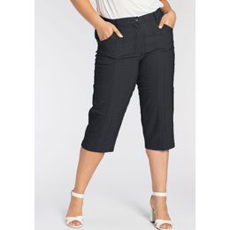 Caprihose KjBRAND "Babsie: bequemer Oberschenkel", Damen, Gr. 52, N-Gr, marine gestreift, Web, Obermaterial: 47% Baumwolle, 45% Polyester, 6% Viskose, 2% Elasthan, Basic, kniebedeckend, Hosen Caprihose, Sommerhose mit Strukturmuster