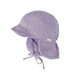 Schirmm&uuml;tze MaxiMo, Jungen, Gr. 53, lila, Web, Baumwolle, unifarben, M&uuml;tzen, Musselin, Nackenschutz, Bindeband, Unisex, UV-Schutz