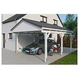 Skan Holz Einzelcarport SKANHOLZ "Fichtelberg", wei&szlig;, B/H/T: 379cm x, Carports, mit Dachlattung