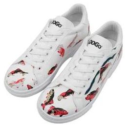 Sneaker DOGO "Ace Low-Top Sneaker Best Of Tweety And Sylvester Black Damen", Damen, Gr. 39, Normalschaft, grau (grau, wei&szlig;), Lederimitat, Schuhe Sneaker, Handgefertigt