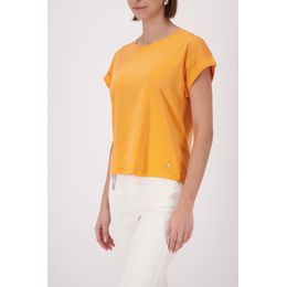 T-Shirt monari "Pima uni", Damen, Gr. 46, aperitif, Single Jersey, Obermaterial: 100% Baumwolle, unifarben, Basic normal, Rundhals, mit Aufschlag abgesteppte Kante, Shirts T-Shirt, Rundhalsausschnitt, reine Baumwolle, Kurzarm mit Aufschlag