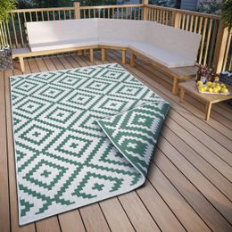 Teppich OTTO HOME "Ronda Wendeteppich" Gr. 3, gr&uuml;n (gr&uuml;n, creme), B:120cm H:5mm L:170cm, Kunstfaser, Teppiche, Teppich, Sisal-Optik, Flachgewebe, In- und Outdoor, geometrisches Boho Design