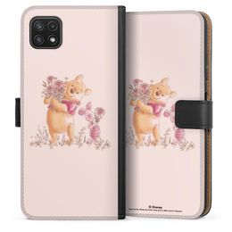 DeinDesign Galaxy A22 5G Handy Klapph&uuml;lle Handyh&uuml;lle aus Kunst Leder schwarz Flip Case Winnie The Pooh Piglet Official Licensed Product Disney Sideflip mit 