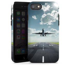 DeinDesign iPhone SE (2020) Handy Panzer Handyh&uuml;lle robuste Outdoor H&uuml;lle Schutzh&uuml;lle gl&auml;nzend Urlaub Airplane Wanderlust Tough Case