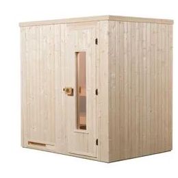 Sauna Weka "Elementsauna HALMSTAD 1", beige (natur), Saunaofen, externe Steuerung, 4,5 kW, Saunen, vorgefertigte Elemente, isolierte Holzt&uuml;r