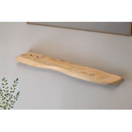 Wandregal Mangoholz massiv & rau 100x20 cm Holzregal Steckboard Baumkante LIORA