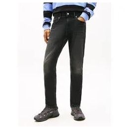 Tommy Hilfiger Tapered-fit-Jeans TOMMY JEANS "Austim Slim Tapered", Herren, Gr. 36, L&auml;nge 34, schwarz (denim schwarz), Denim/Jeans, Obermaterial: 99% Baumwolle, 1% Elasthan, unifarben, slim fit lang, Jeans, mit Logostickereien