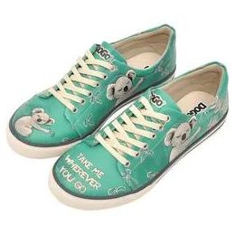 Sneaker DOGO "Classic Schn&uuml;rsneaker Spirit Animal Damen Sneaker, Classic", Damen, Gr. 38, Normalschaft, gr&uuml;n, Lederimitat, Schuhe Sneaker, Handgefertigt
